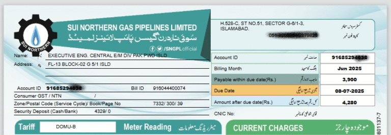 SNGPL Duplicate Bill - SUI Gas Bill Check Online July 2025